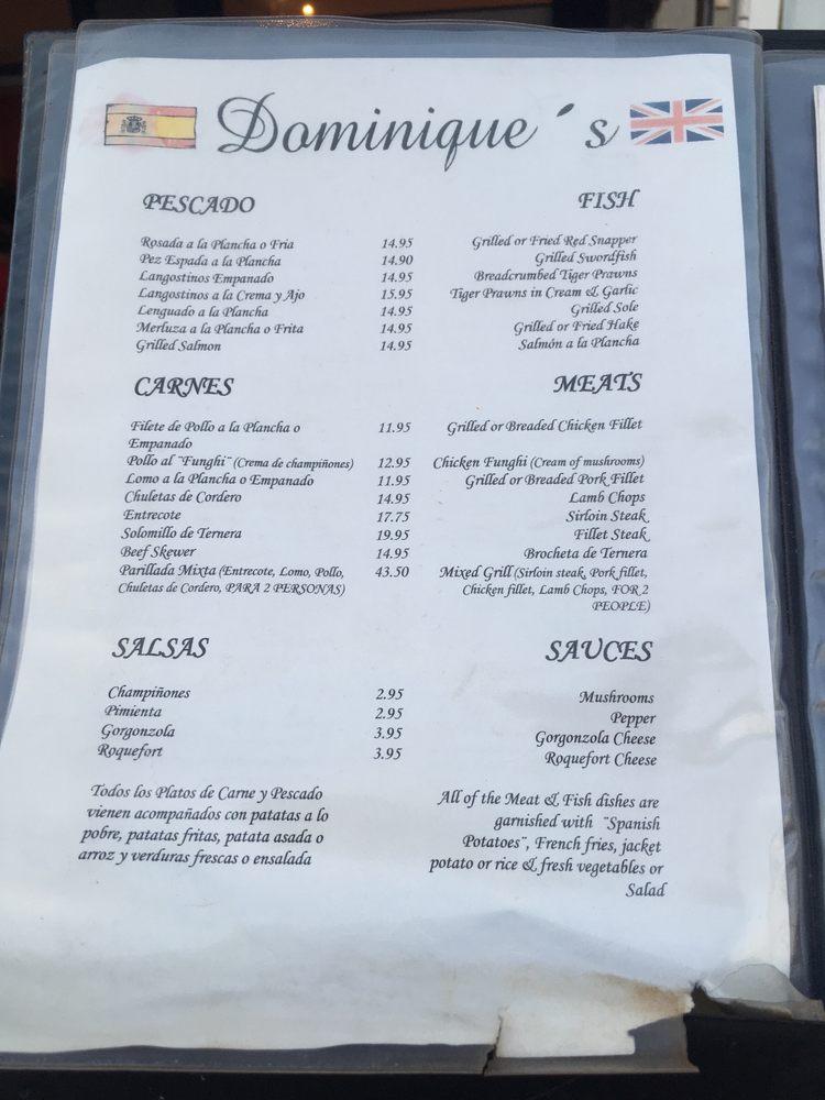 Menu at Restaurante Dominique´s Fuengirola, Fuengirola