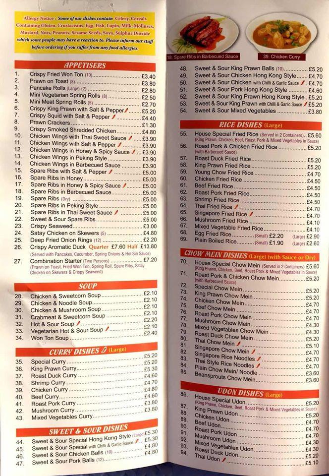 Menu at Golden City Chinese take away fast food, Beeston
