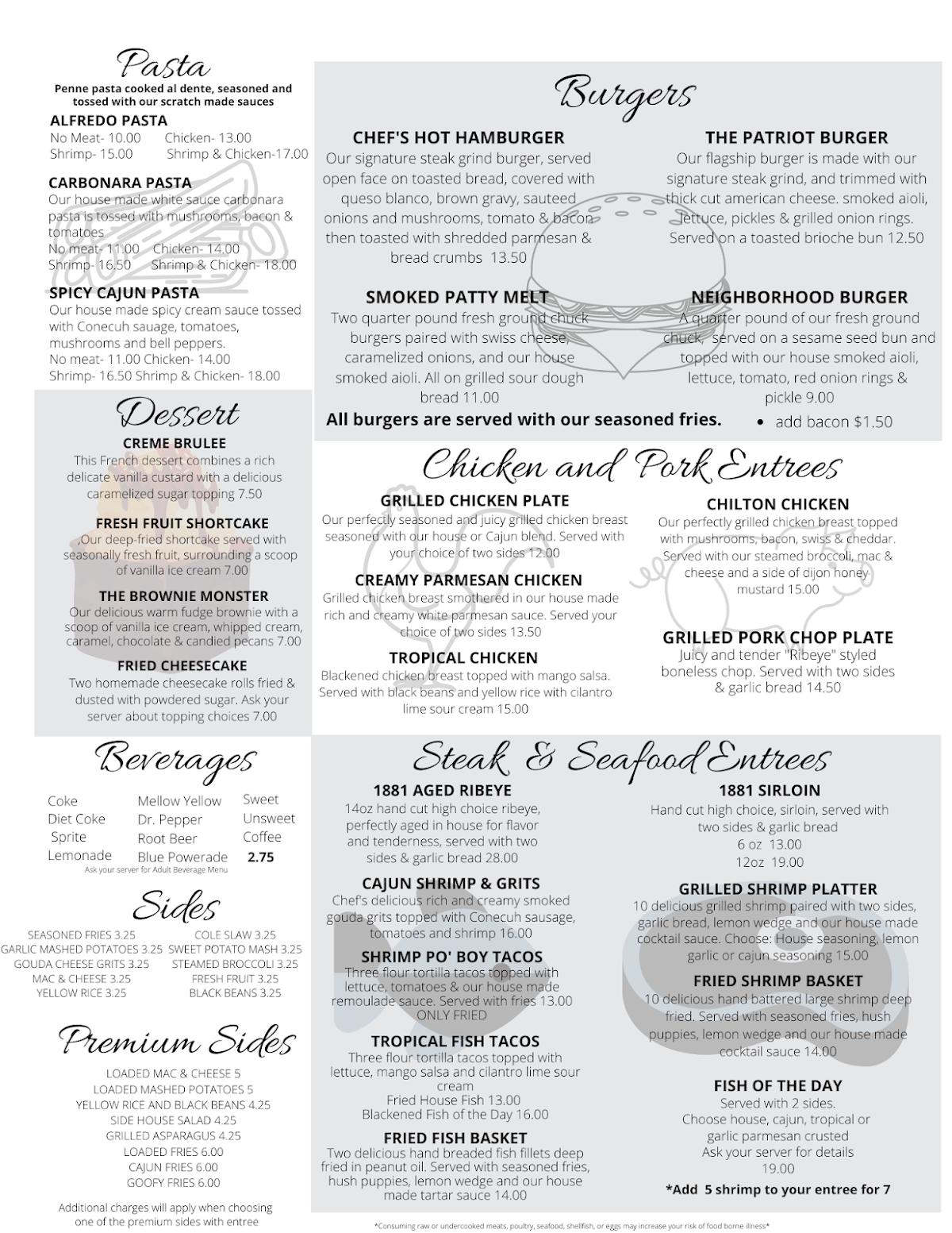 Menu at Neighborhood Grill and Catering restaurant, Millbrook