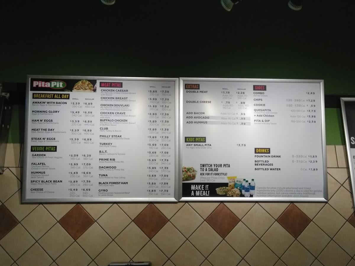 Menu at Pita Pit fast food, Salem