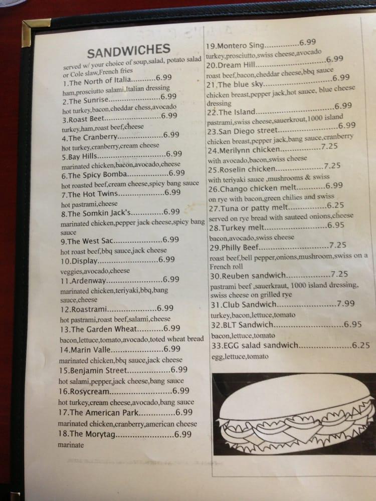 Menu at Serrano's Cafe, West Sacramento