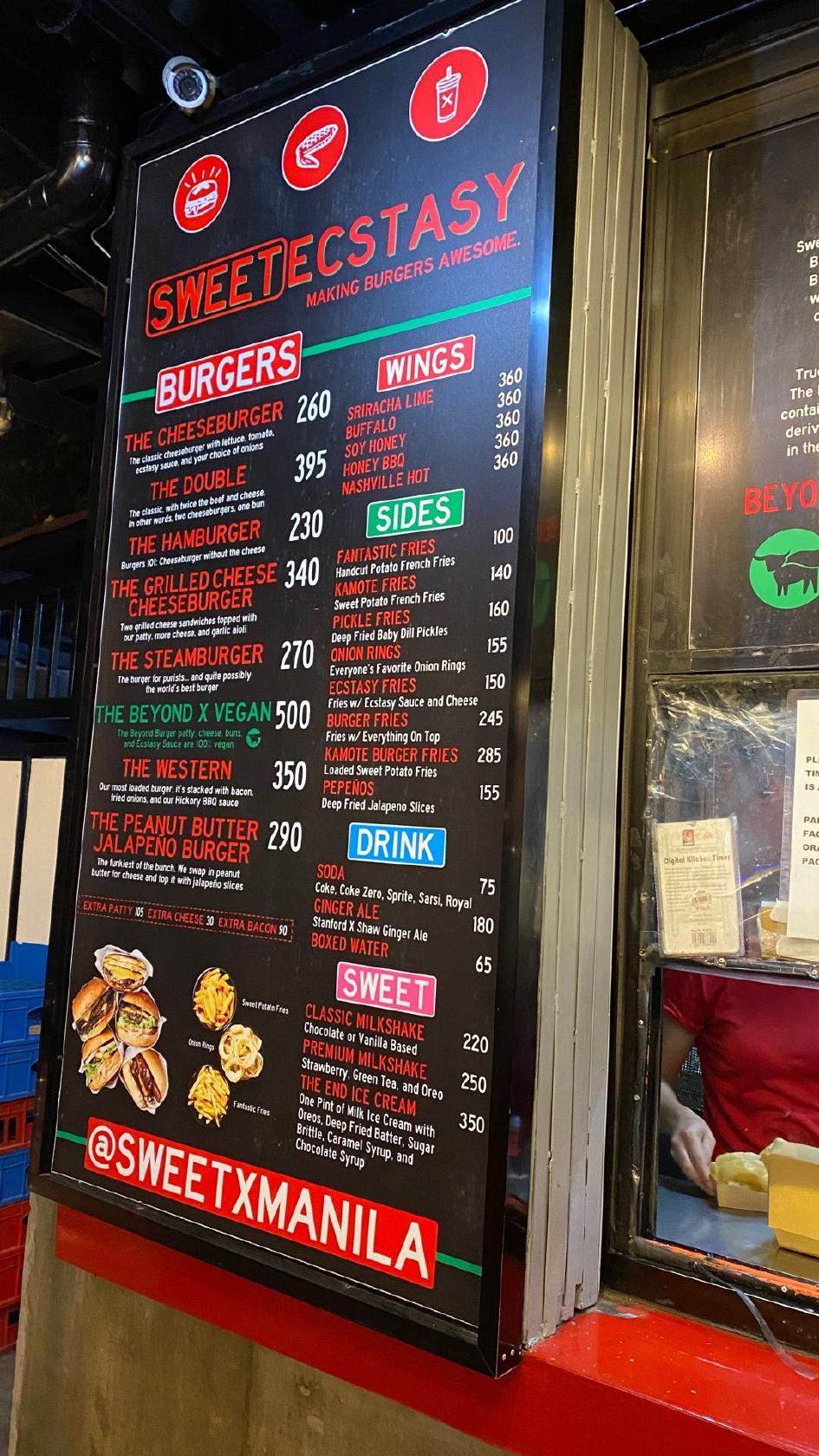 Menu at Sweet Ecstasy restaurant, Makati, 10 Jupiter St