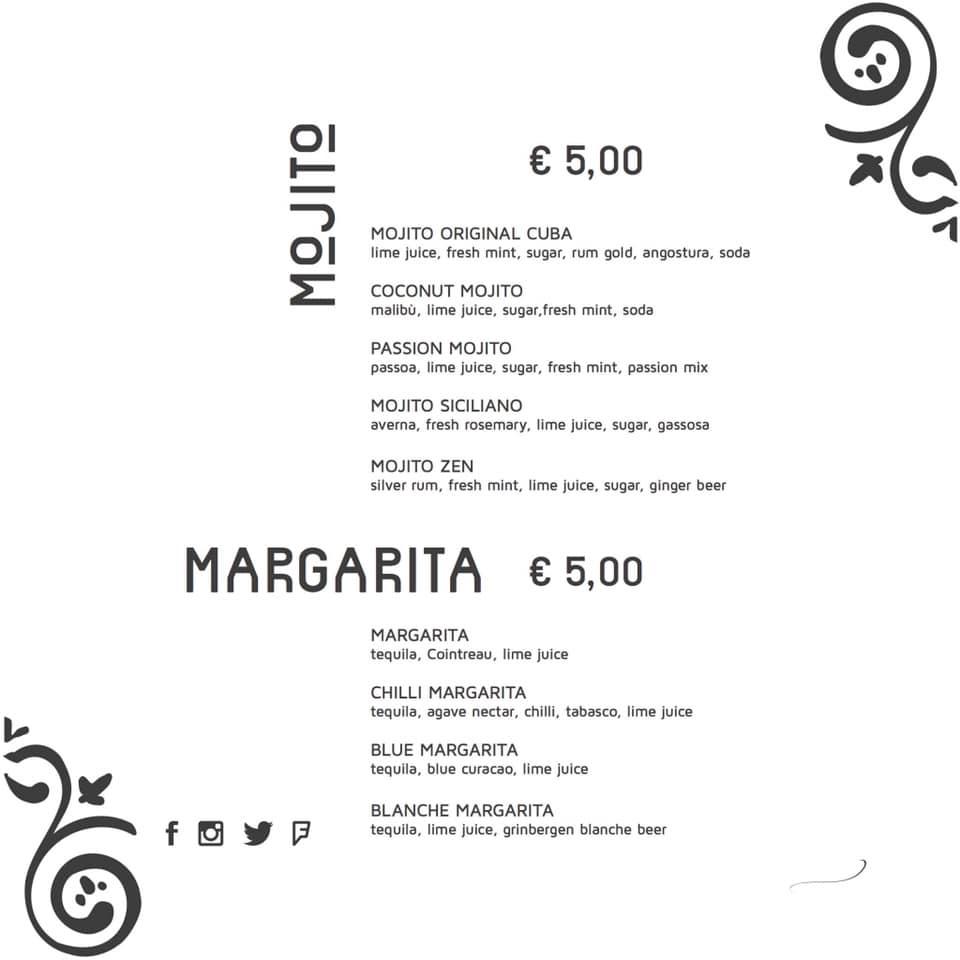 Menu at TASCA Speakeasy - Food & Drink restaurant, Pachino