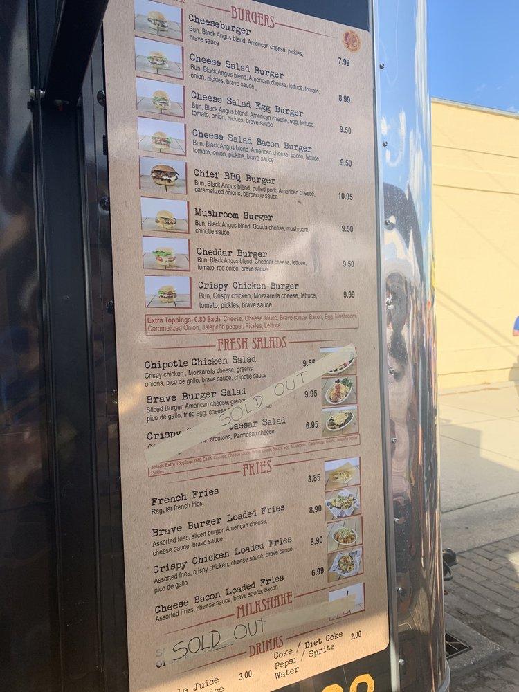 Menu at The Brave Burger restaurant, Clermont