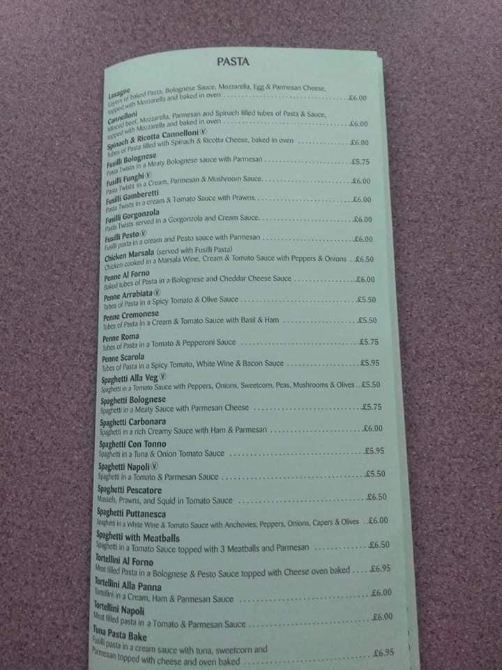 Menu at Giuseppe's fast food, Rushden