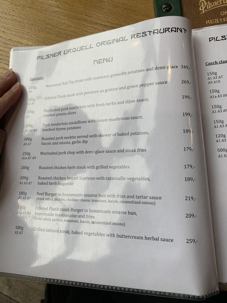 Menu at PUOR Zlín pub & bar, Zlin