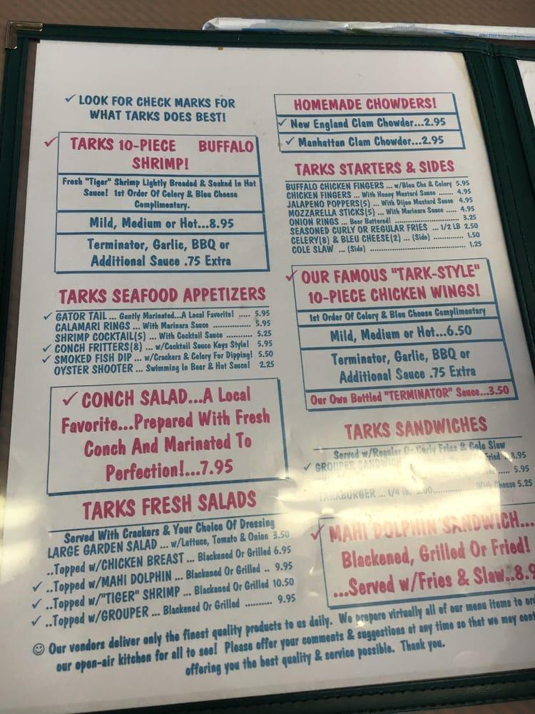 Menu at Tarks Of Dania Beach restaurant, Dania Beach, S Federal Hwy