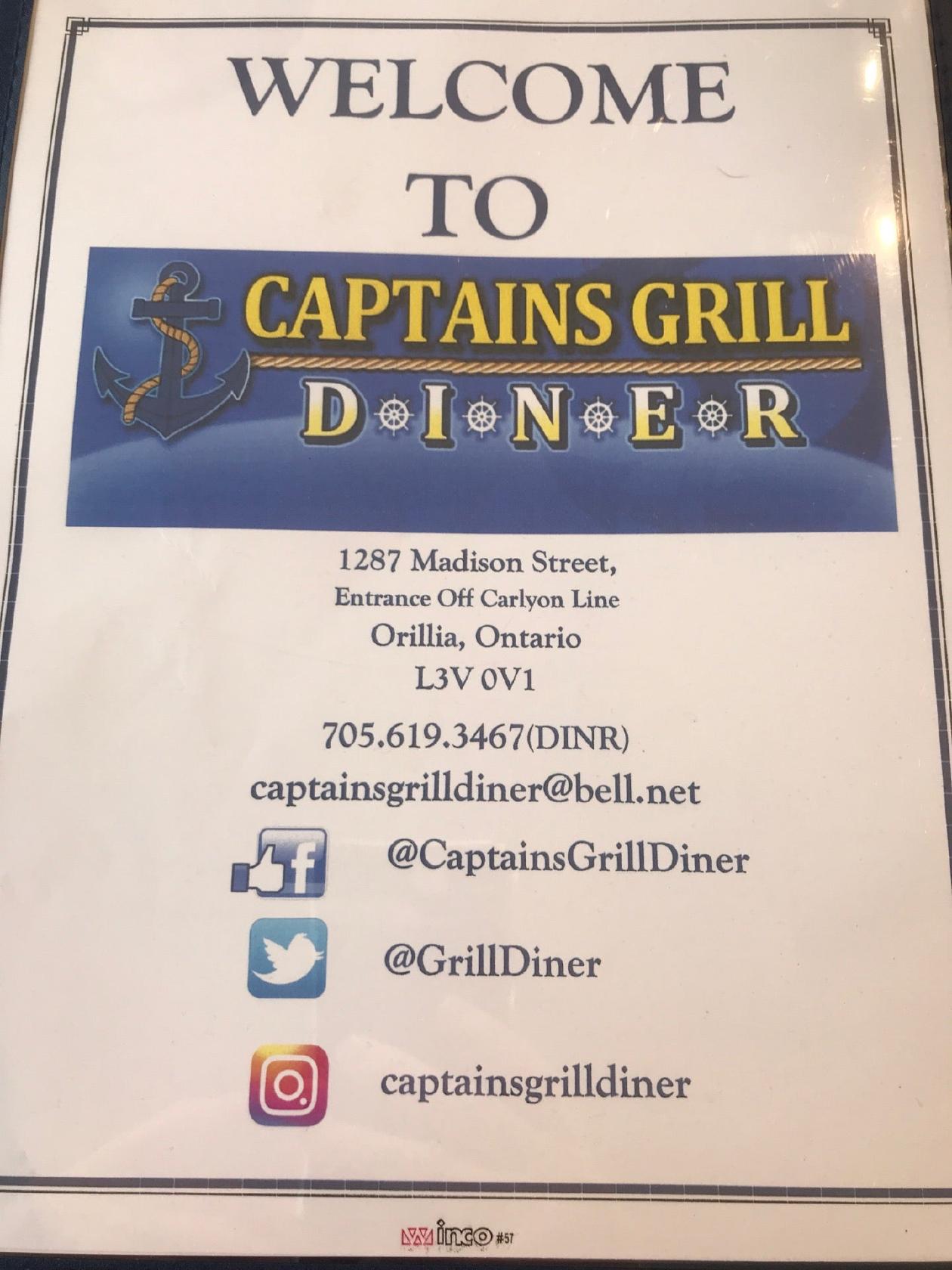 CAPTAINS GRILL DINER in Orillia - Restaurant menu and reviews