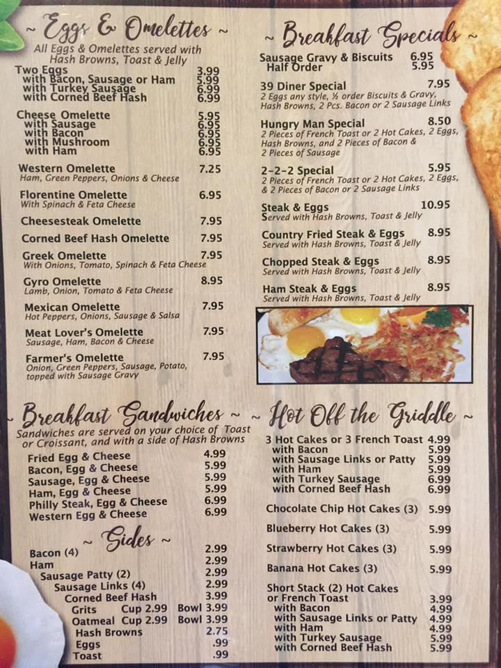 Menu at Diner 39, llc - Shelby, OH restaurant, Shelby