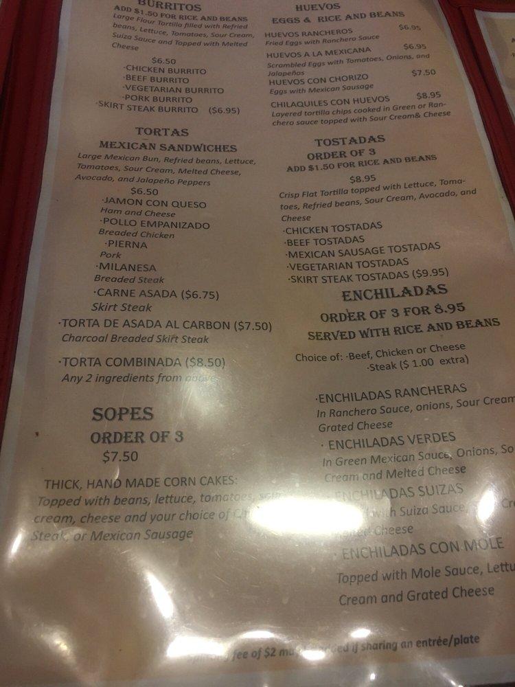 Menu at Las Torres restaurant, Des Plaines, Lee St