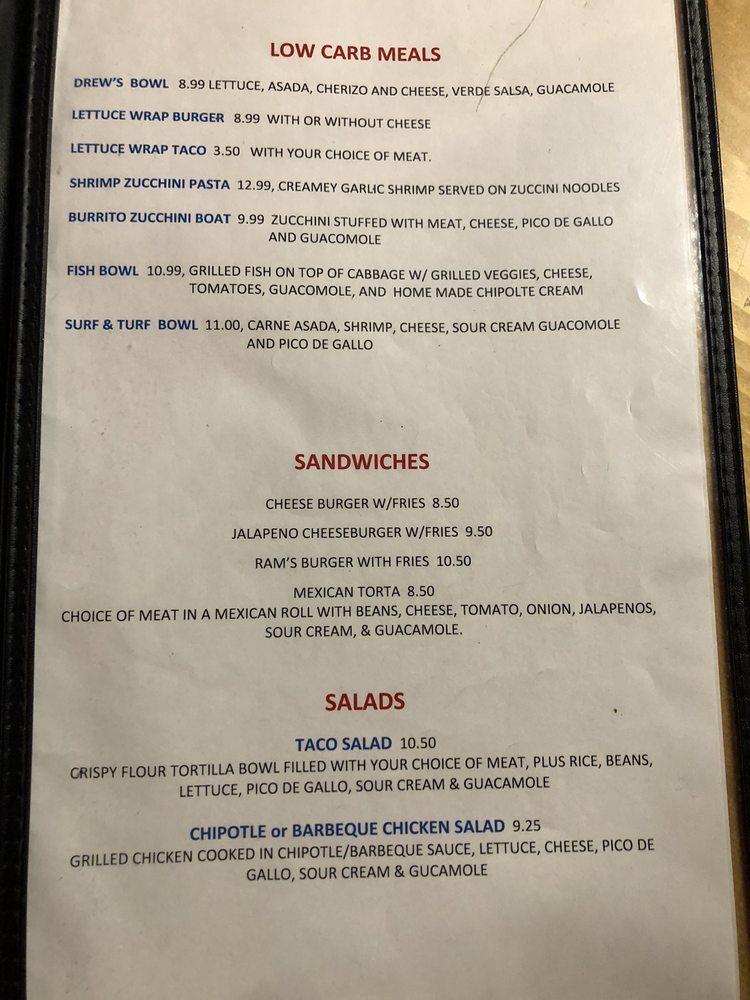 Carta de Los Establos Méxican Restaurant, Estados Unidos, CA-49
