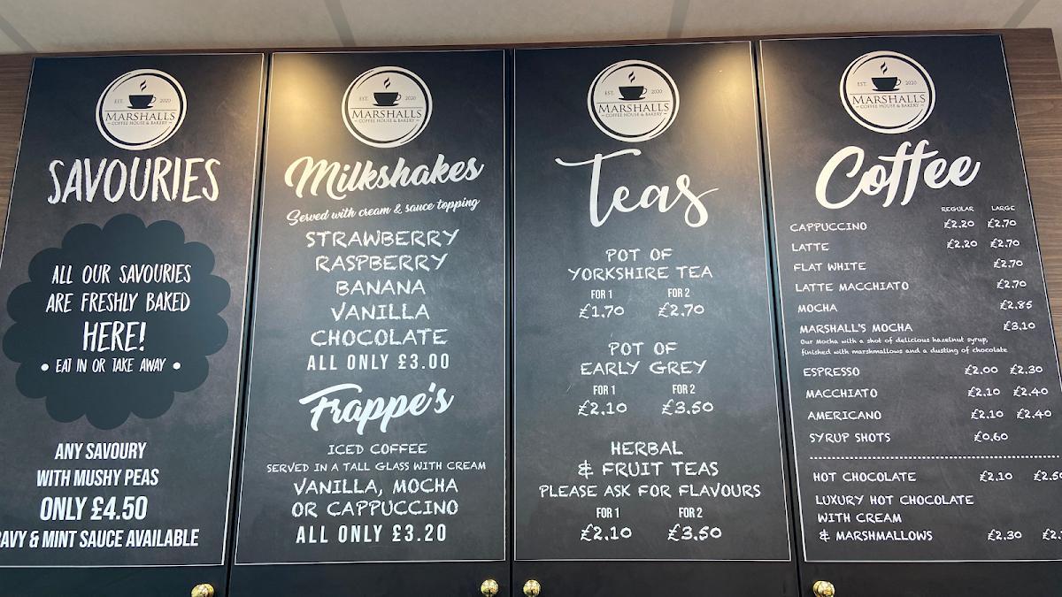 Menu at Marshalls Coffee House & Bakery, Cleckheaton