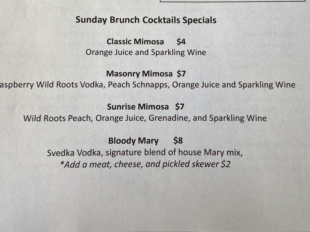 Menu at Masonry Grill pizzeria, Salem