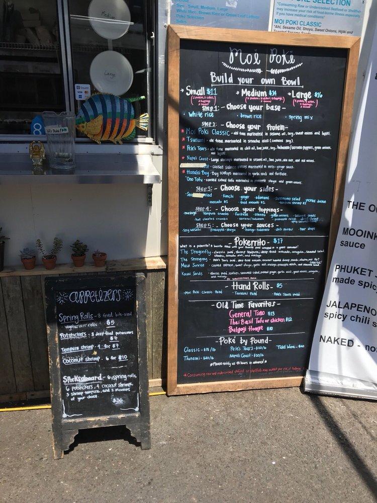 Menu at Moi Poki restaurant, Eugene