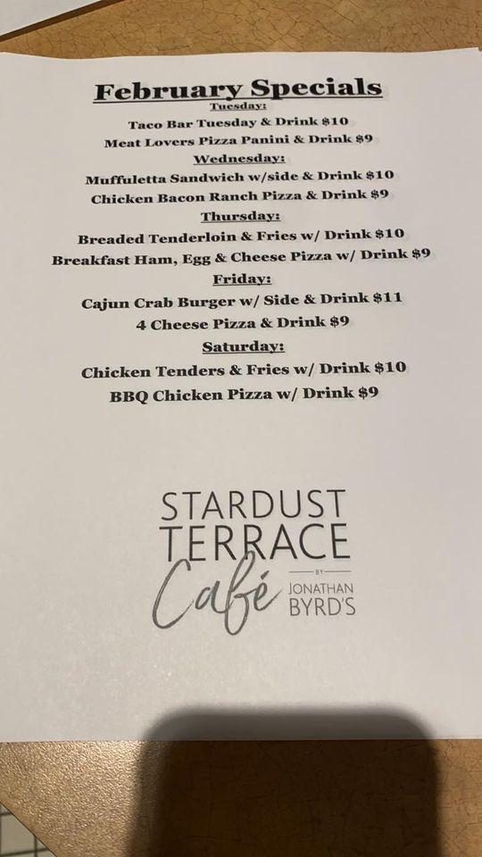 Menu at Stardust Terrace Café cafe, Indianapolis, 450 W Ohio St