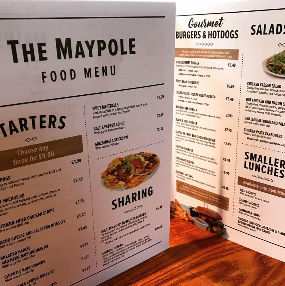 Menu at Maypole pub & bar, Ossett