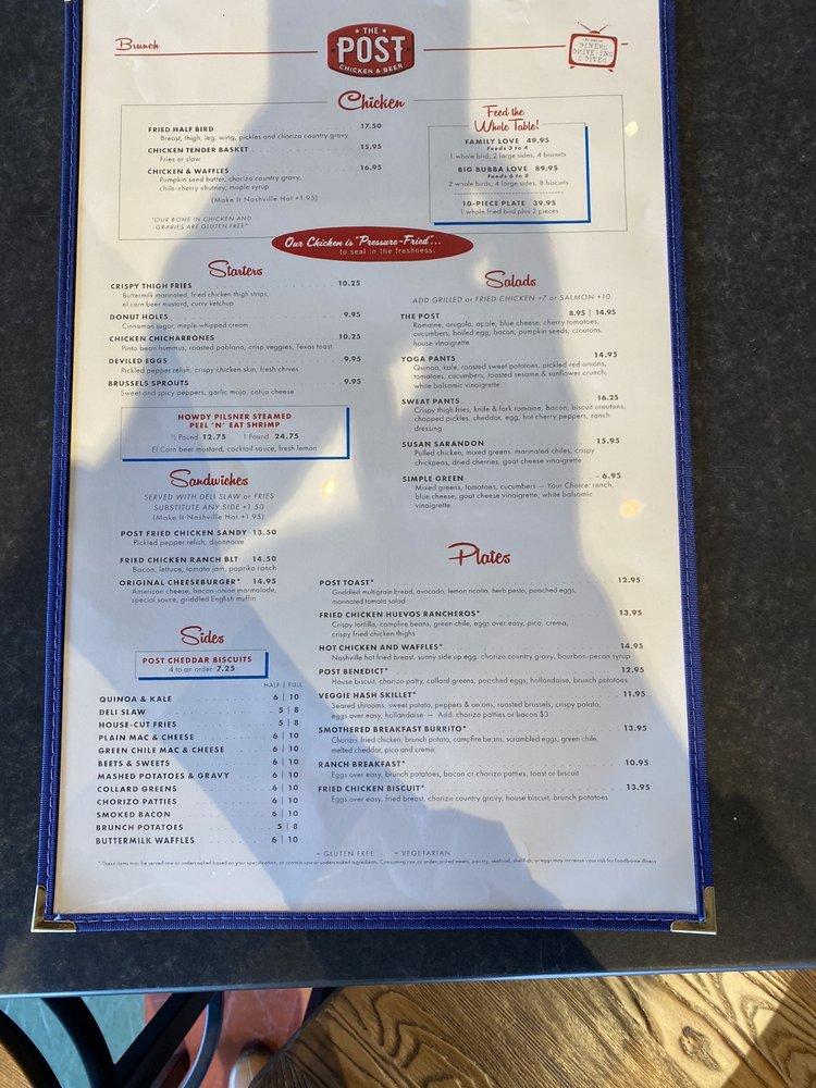 Carta del restaurante The Post Chicken & Beer, Estes Park
