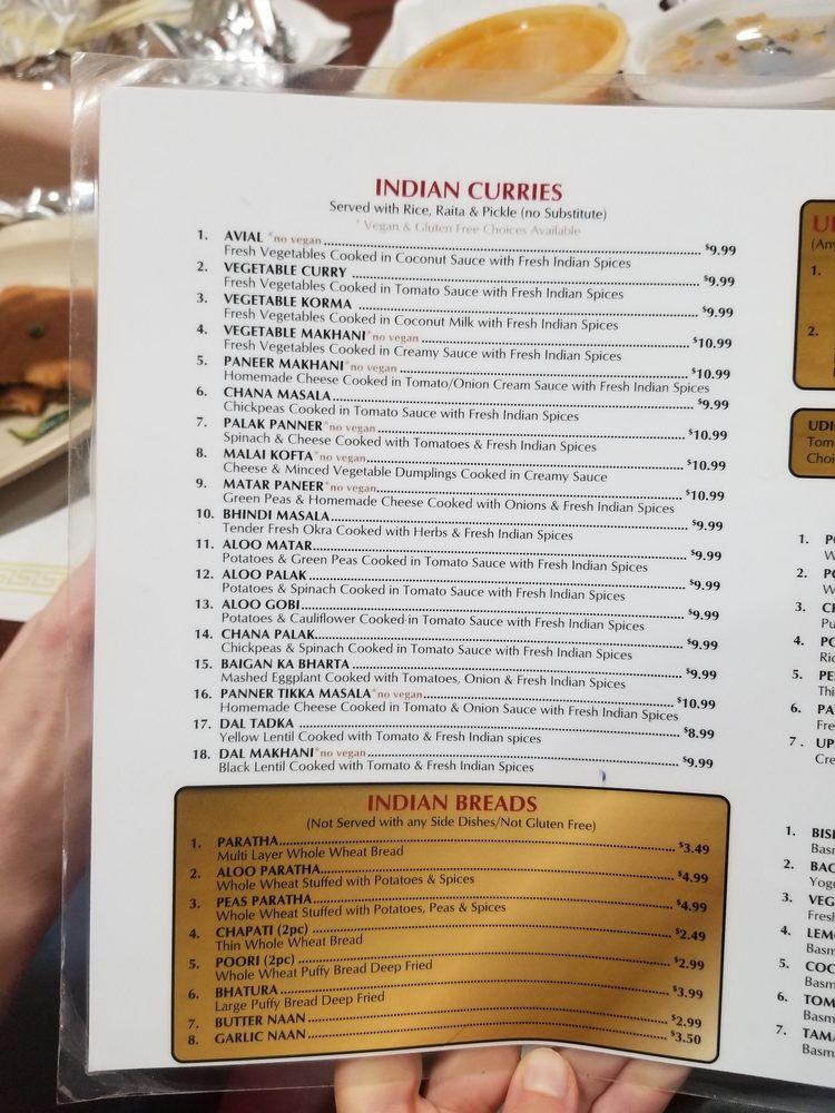 Menu at Udipi Cafe, Monroeville, Old William Penn Hwy