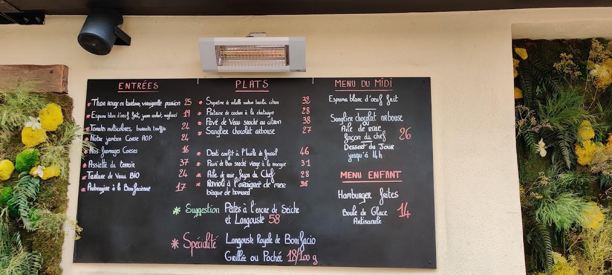 Menu at Restaurant Aria Nova, Bonifacio