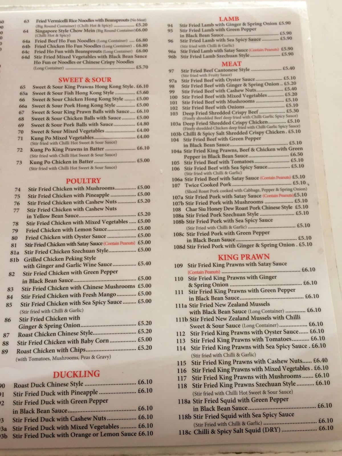 Menu at Cherry House restaurant, Luton