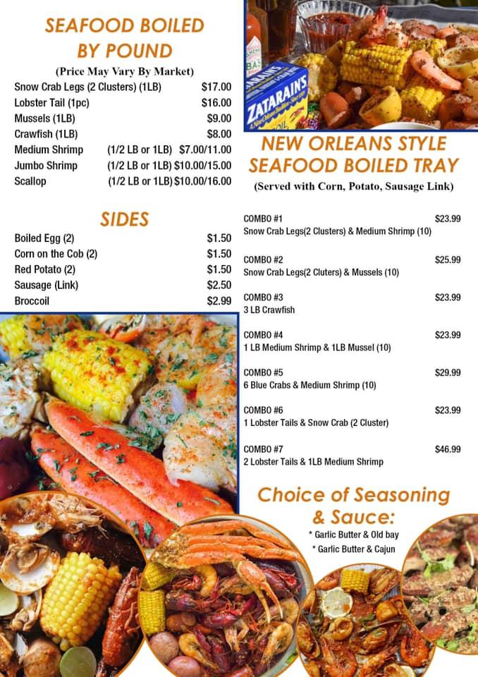 Menu at Cajun Seafood & Wings restaurant, Virginia Beach