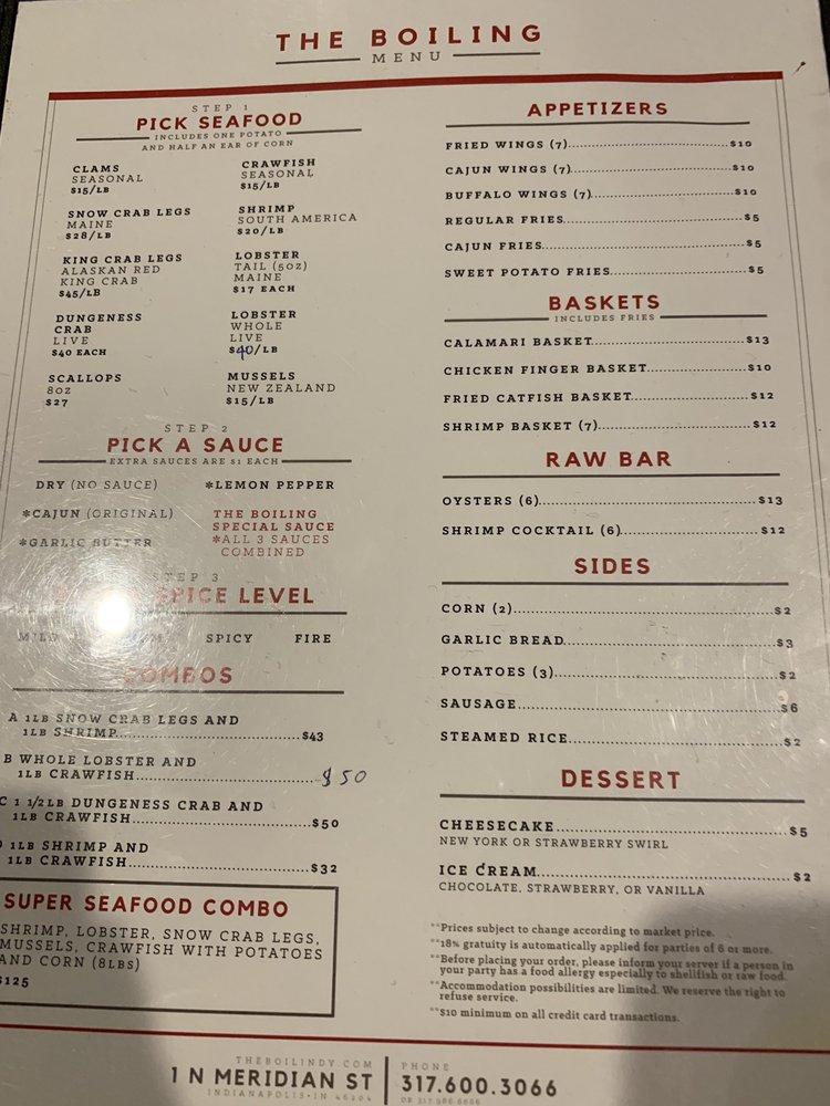 Menu at Crab 99 Bar and Restaurant, Indianapolis, 14 E Washington St