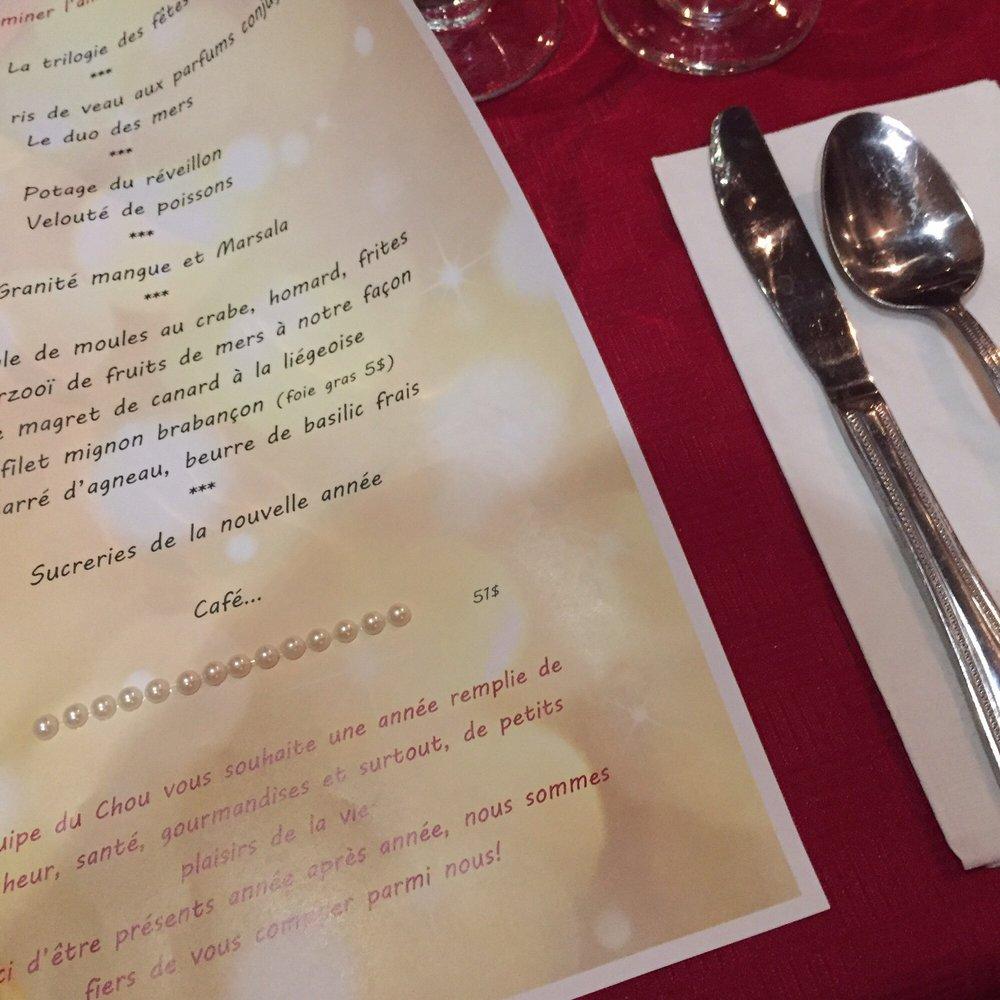 Menu au Le Chou de Bruxelles restaurant, Sherbrooke