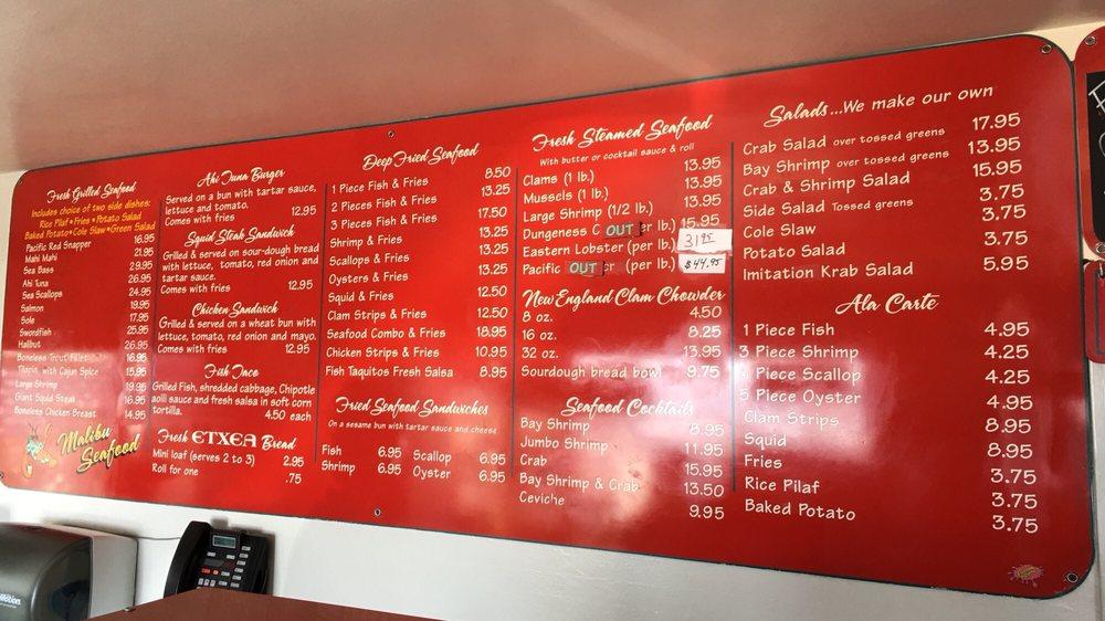 Menu at Malibu Seafood Fresh Fish Market & Patio Cafe, Malibu