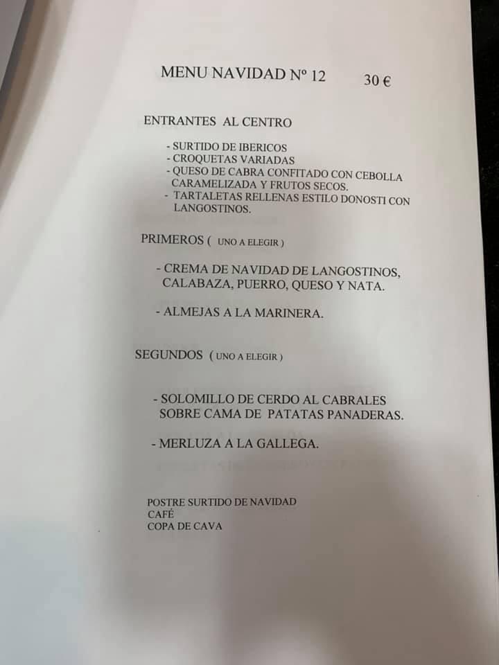 Menu at Restaurante Isla de Arosa, Seseña