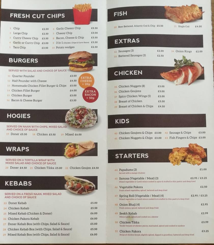 Menu at Spice Of India restaurant, Ballygawley
