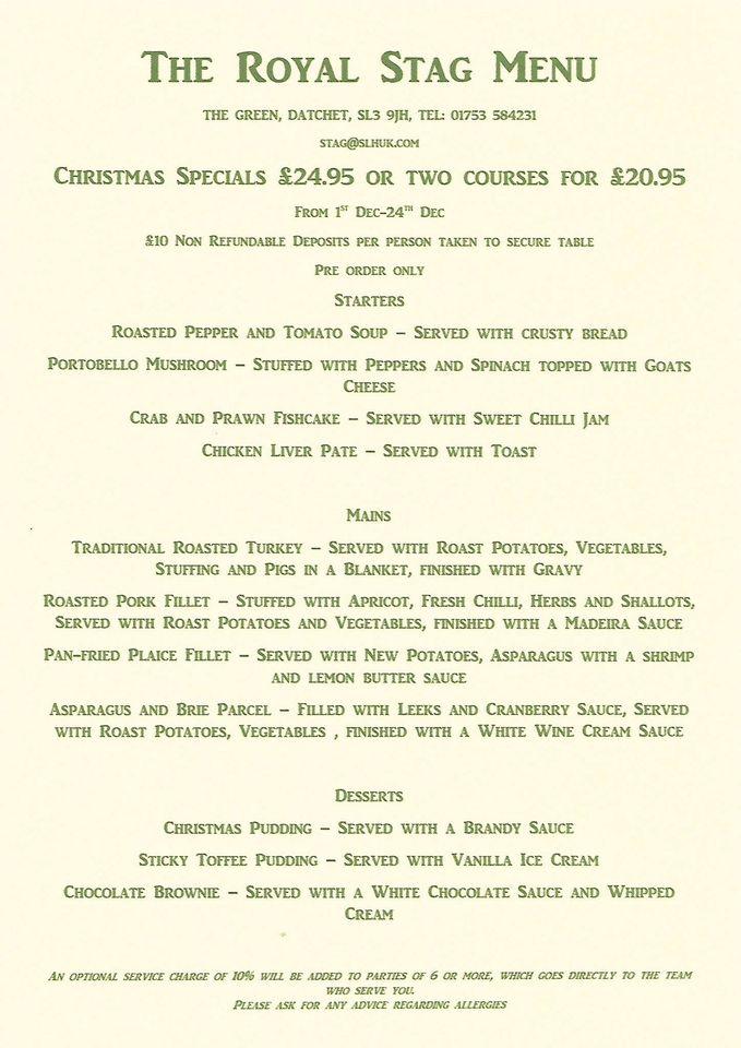 Menu at The Royal Stag pub & bar, Datchet