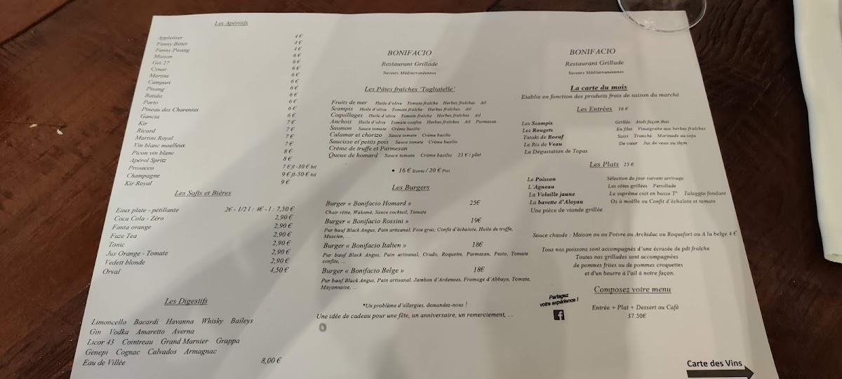 Menu au Bonifacio, Saint-Ghislain, Rue d'Ath 17