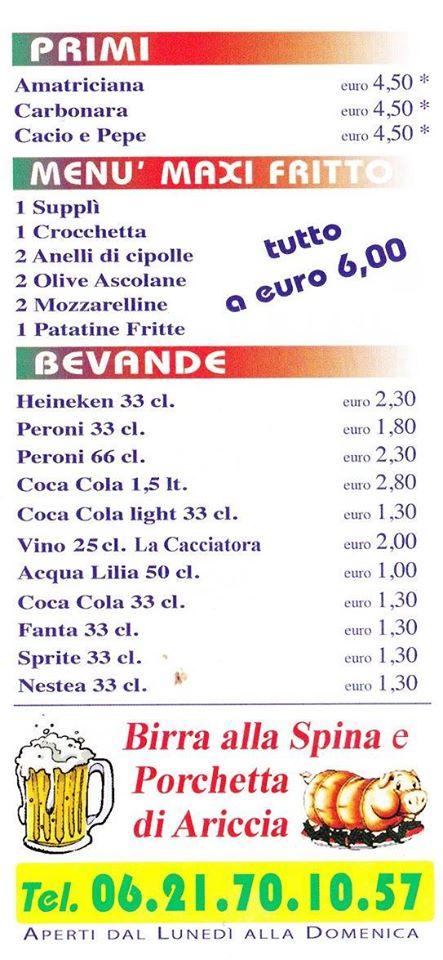 Menu at Easy Pizza restaurant, Rome