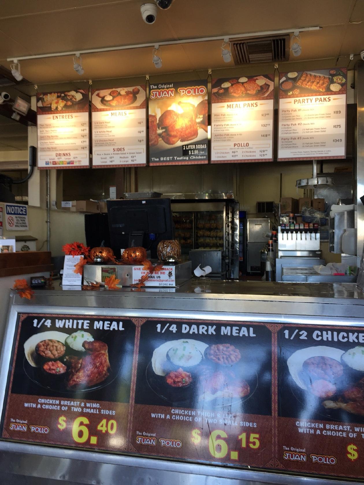 Menu at Juan Pollo restaurant, Pomona, N Garey Ave