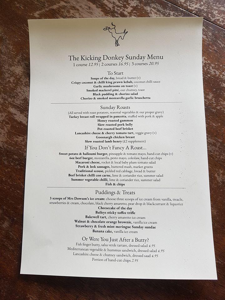 Menu at The Kicking Donkey pub & bar, Ormskirk