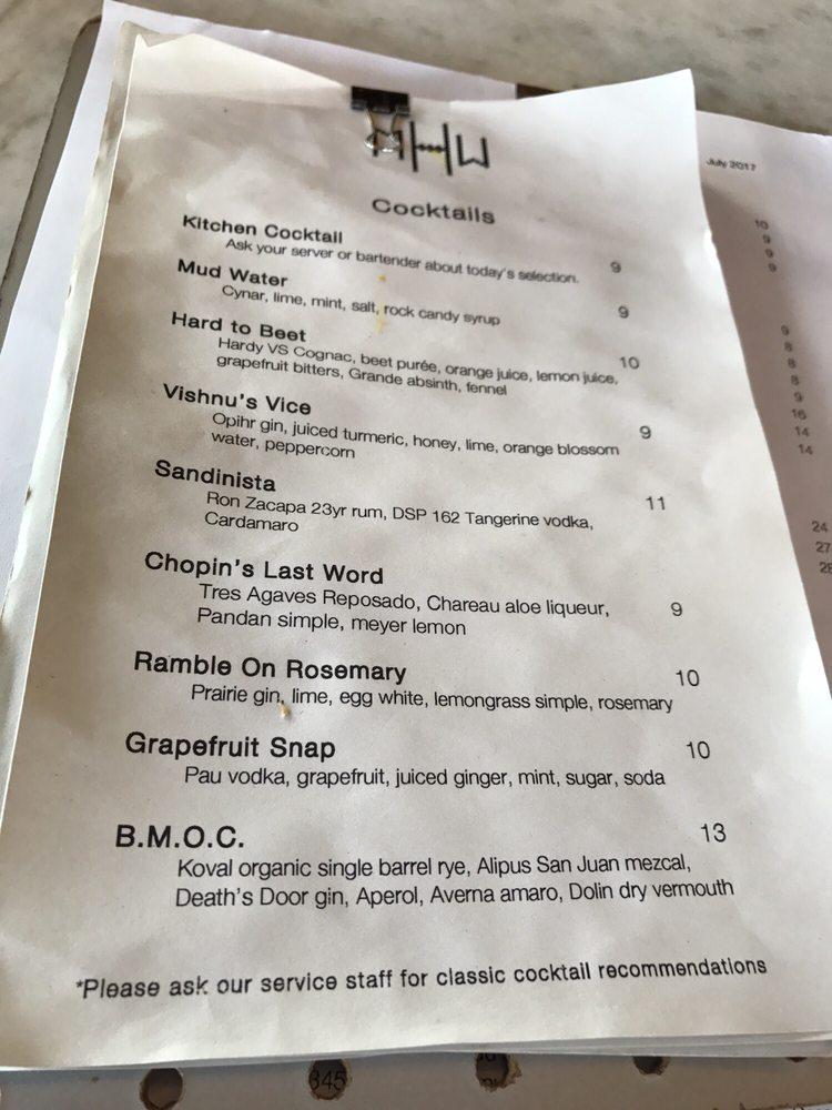 Menu at Mud Hen Water pub & bar, Honolulu, Waialae Ave