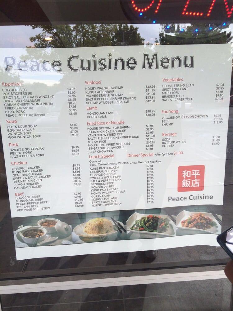 Menu at Peace Cuisine restaurant, West Sacramento