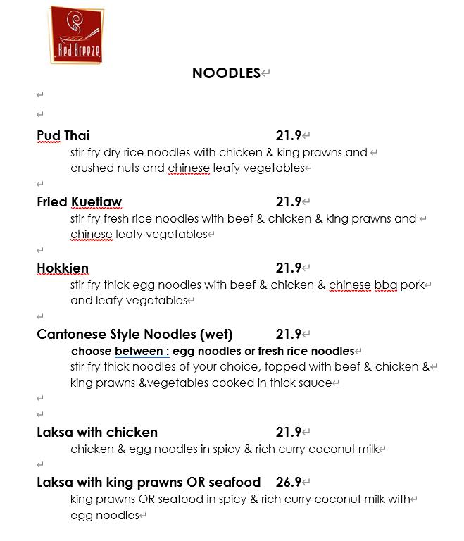 Menu at Red Breeze Restaurant, Tom Price