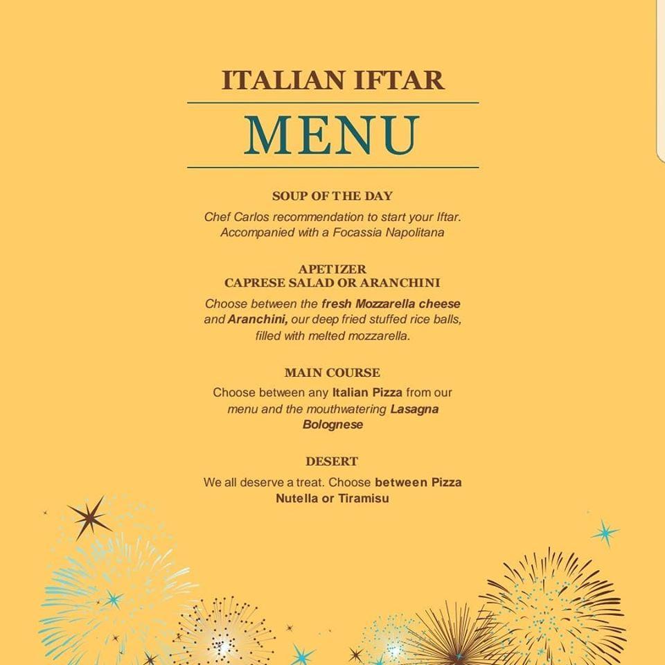 Menu at Sapori di Carlo restaurant, Cairo
