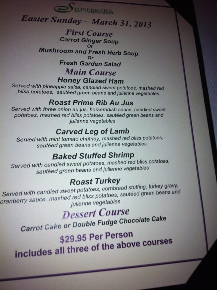 Menu at Stonebridge Restaurant, Milford