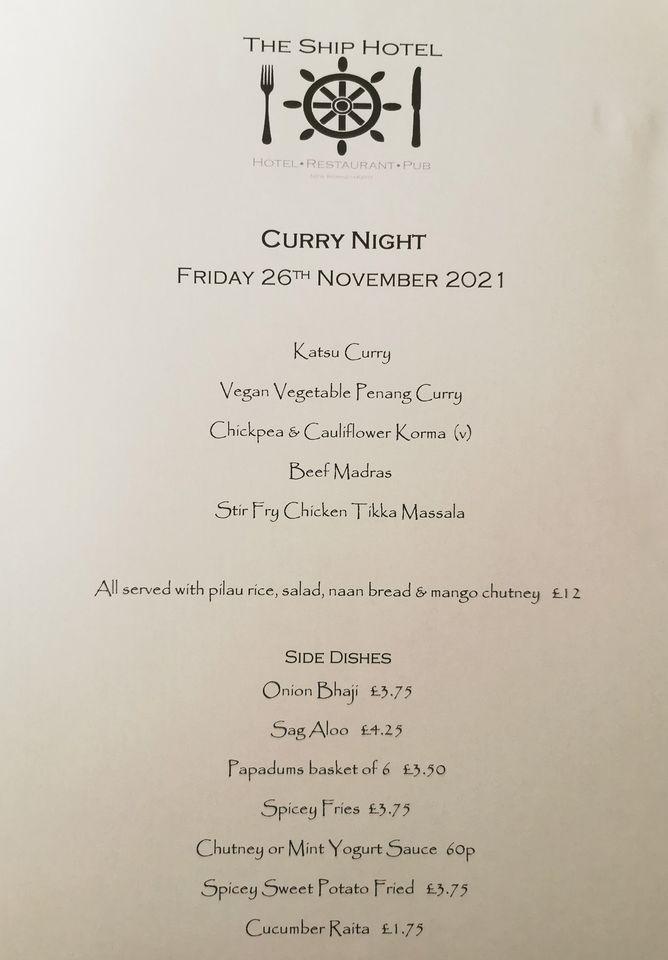 Menu at The Ship Hotel pub & bar, New Romney