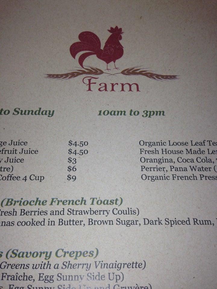 Menu at Farm restaurant, Palm Springs