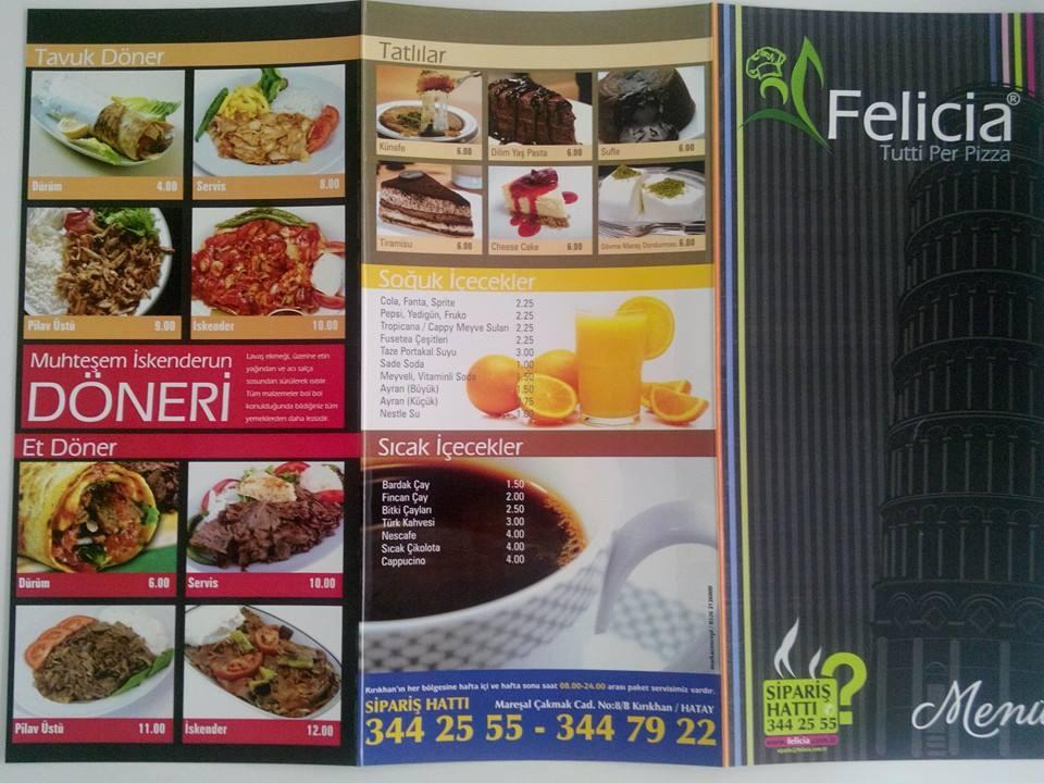 Menu at Felicia Offical Page, Kırıkhan