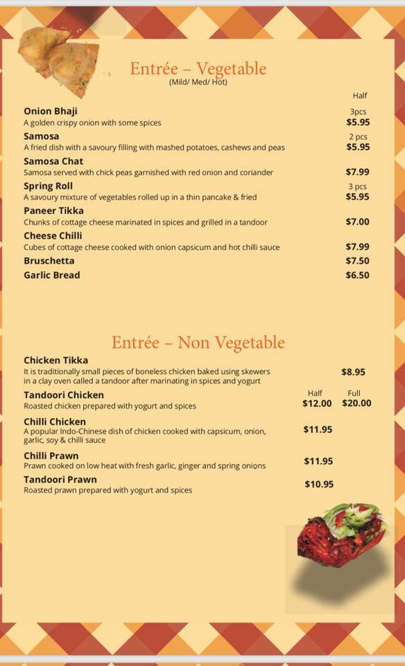 Menu at Indo Italian Fusion (Indian Restaurant 3/2 Elysium Rd Carrara ...