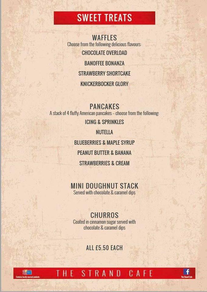Menu at John’s cafe, Dawlish