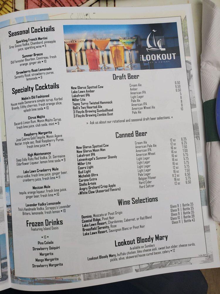 Menu at The Lookout Bar & Eatery, Delavan