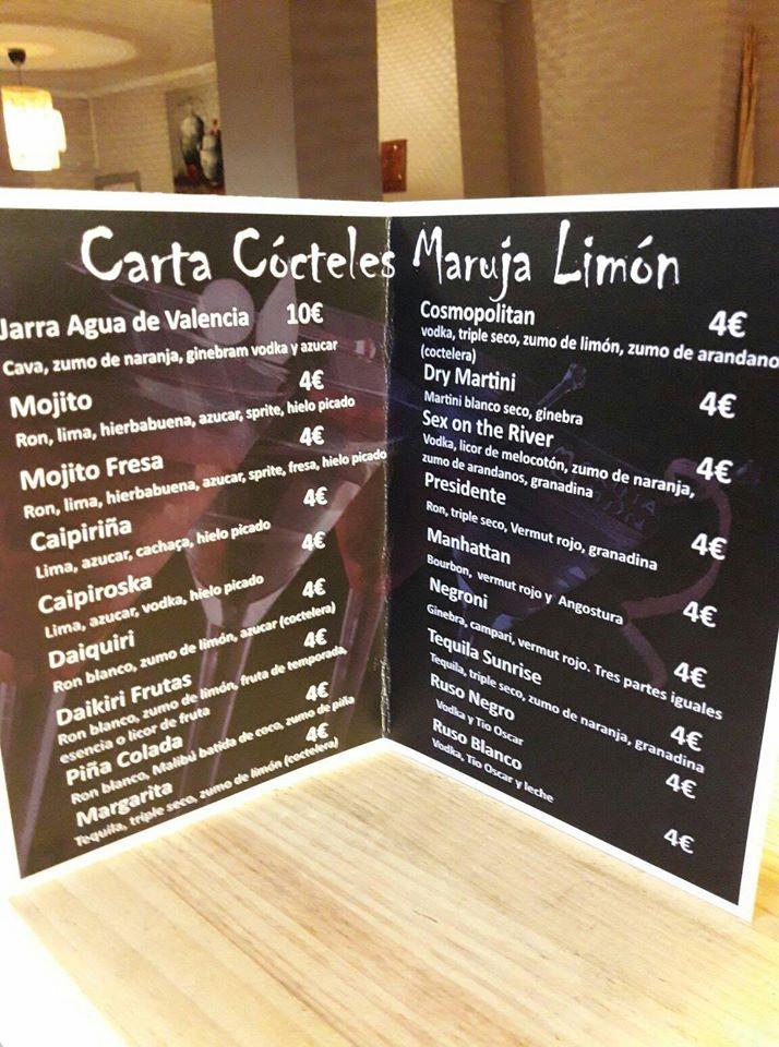 Carta de Bar Restaurante Maruja Limón, Puente Genil