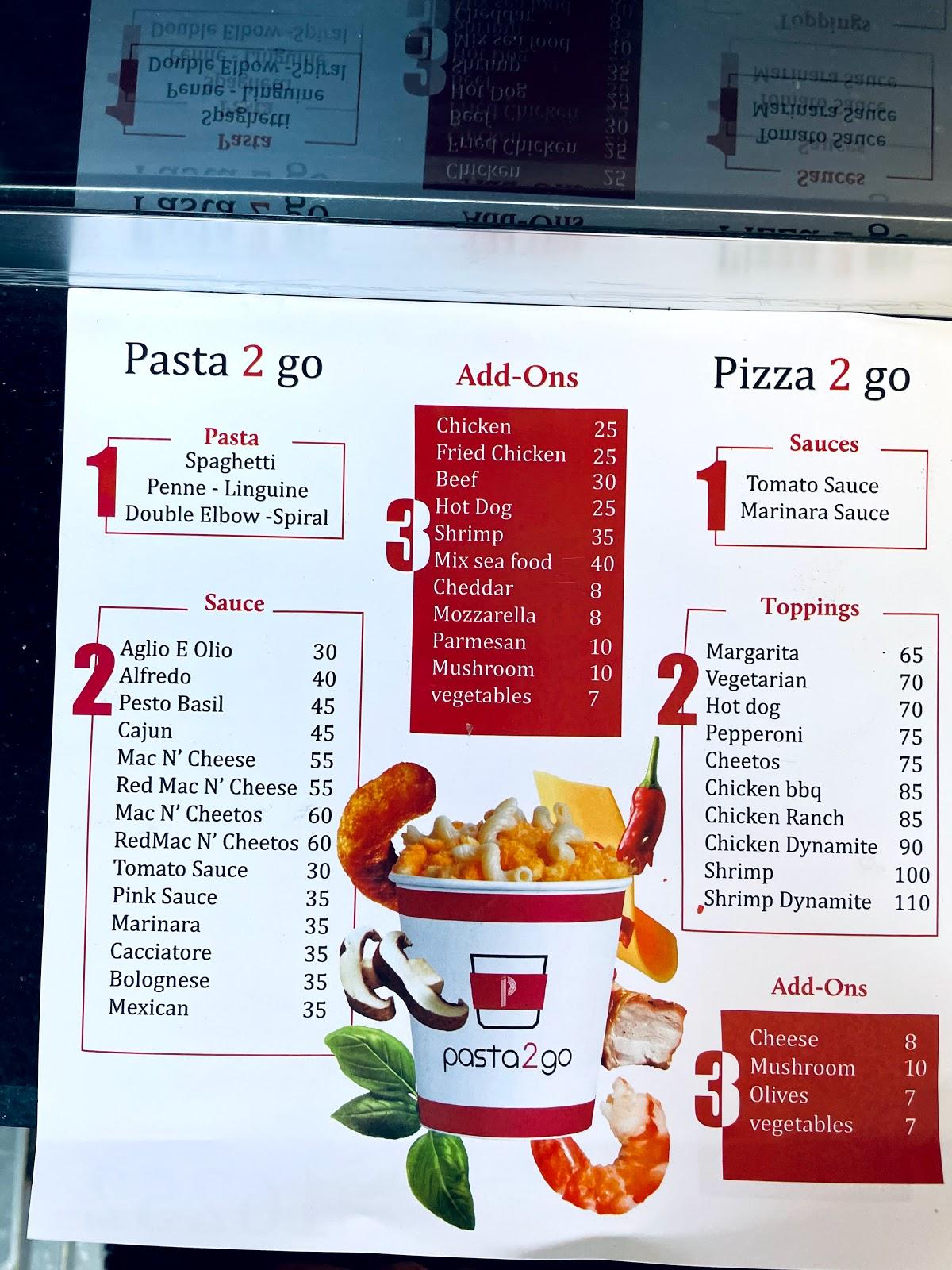 Speisekarte von Pasta 2 Go restaurant, Kairo