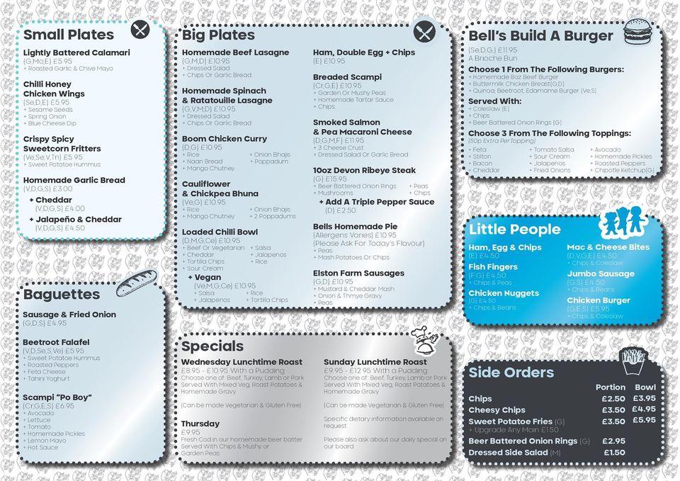 Menu at The Bell pub & bar, Chittlehampton