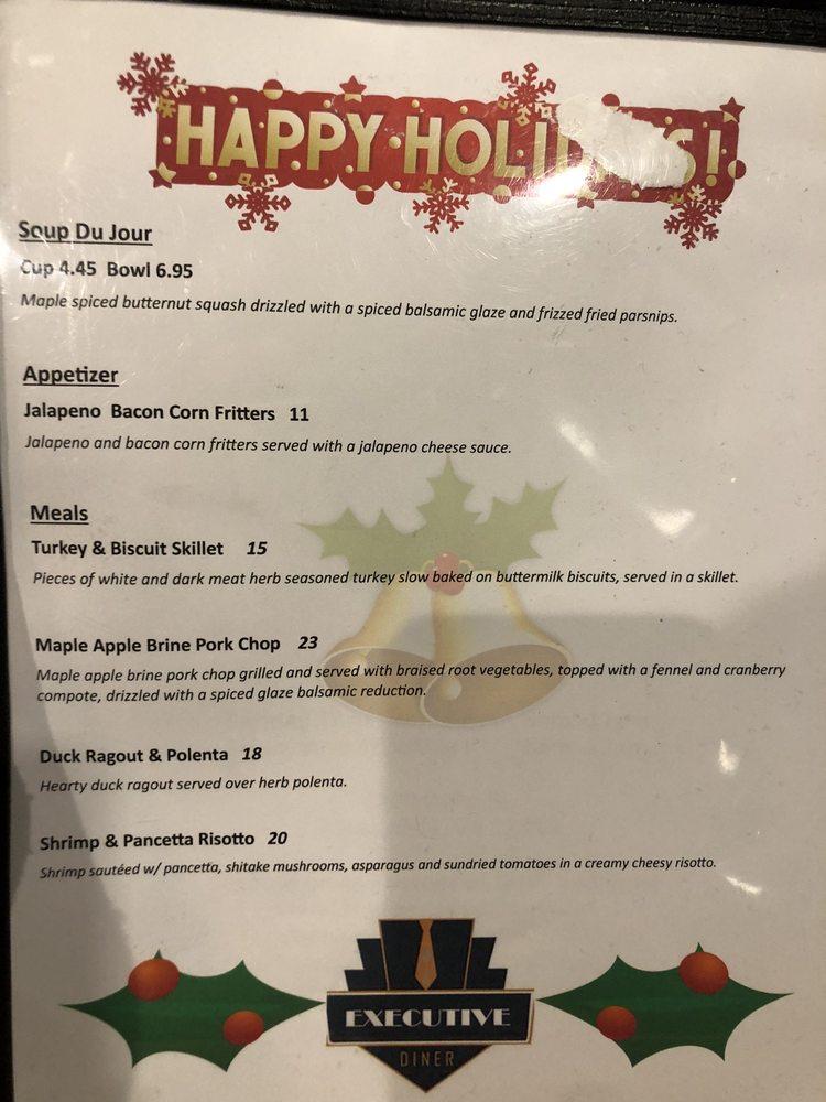 Menu at The Executive Diner restaurant, Alexandria